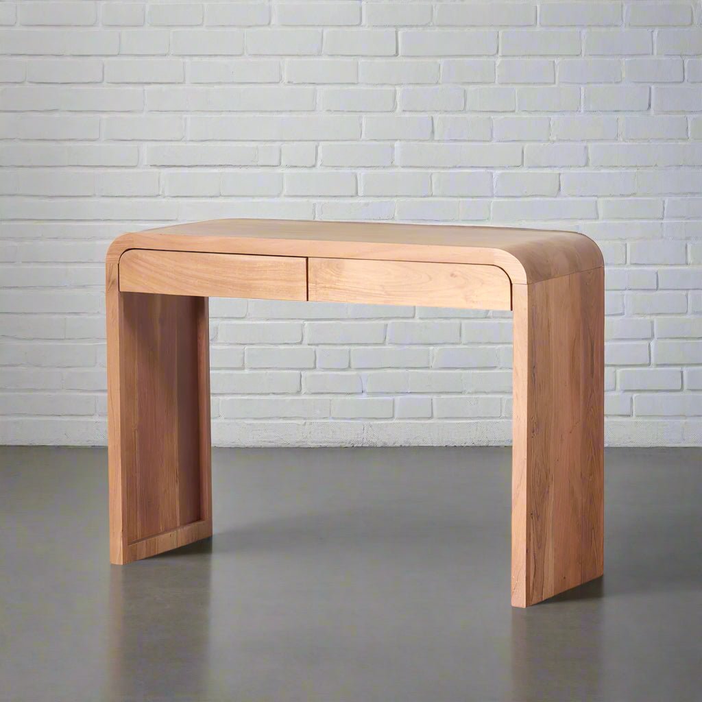 Curve Acacia Desk | Solid Wood Modern Workspace – Rustic Furniture Outlet