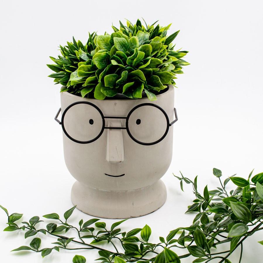 Large Face planter with glasses
